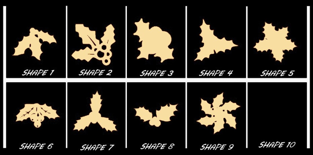 Smooth Laser Cut Holly Plant Shape Set 1 - Unfinished Cutout - Many ...
