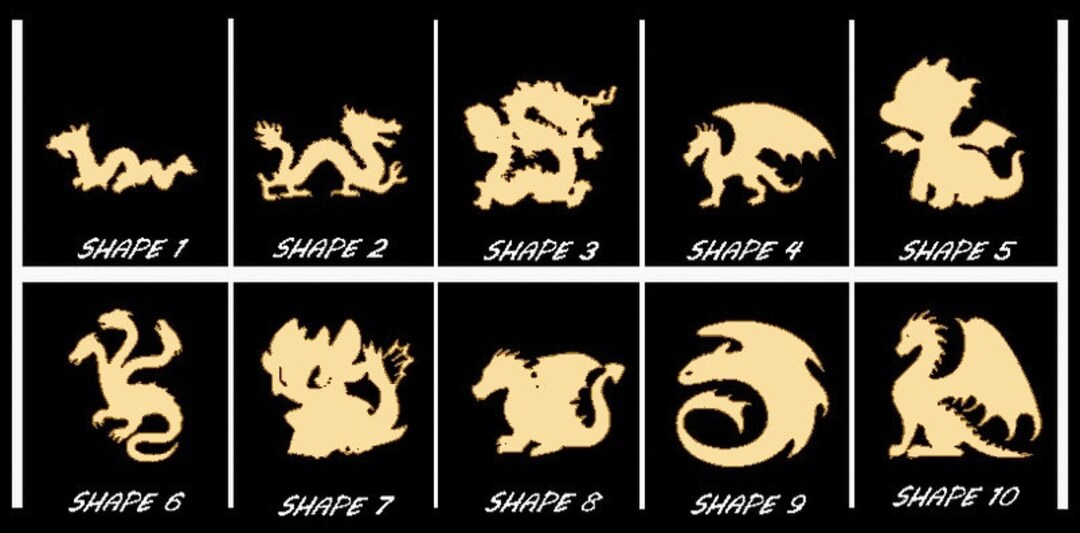 Smooth Laser Cut Dragon Shape Set 2 - Unfinished Cutout - Many Sizes ...
