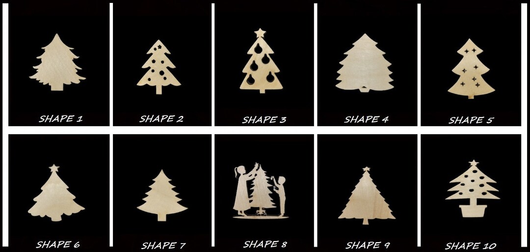 Smooth Laser Cut Christmas Tree Shape Set 1 - Unfinished Cutout - Many ...