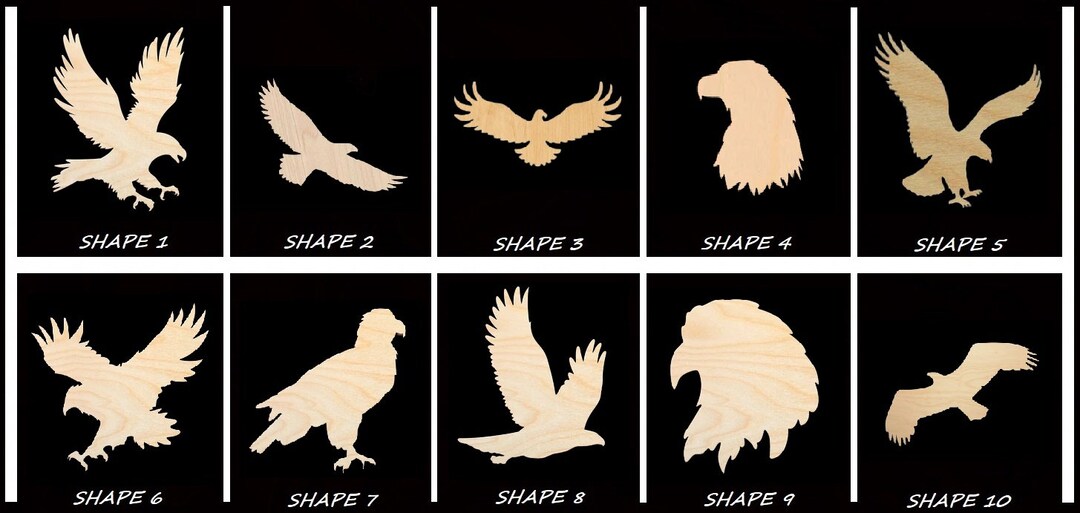 Smooth Laser Cut Eagle Shape Set 1 - Unfinished Cutout - Many Sizes ...