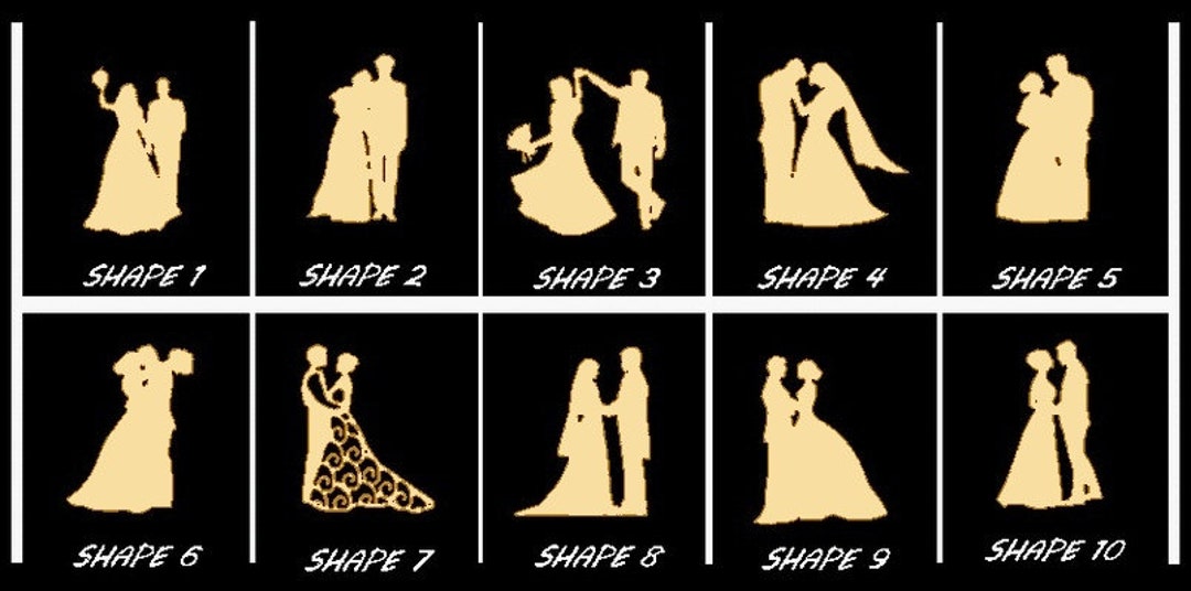 Smooth Laser Cut Bride and Groom Shape Set 1 - Unfinished Cutout - Many ...