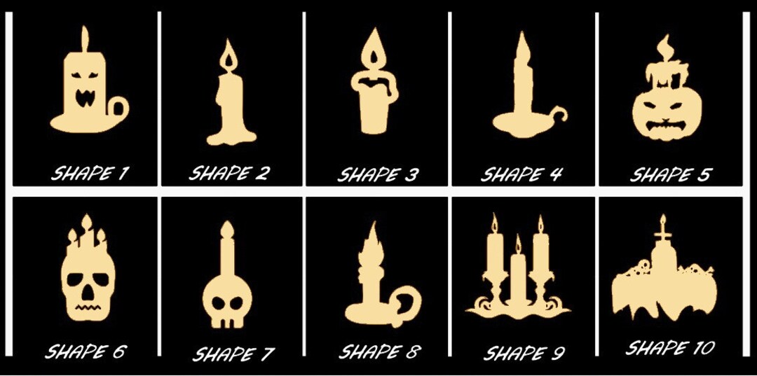 Smooth Laser Cut Halloween Candle Shape Set 1 - Unfinished Cutout ...