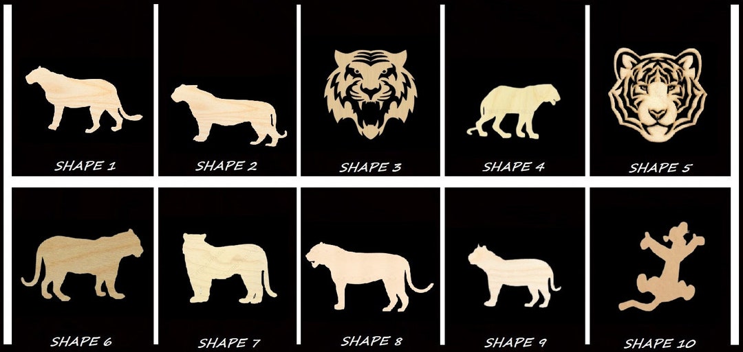 Smooth Laser Cut Tiger Shape Set 1 - Unfinished Cutout - Many Sizes ...