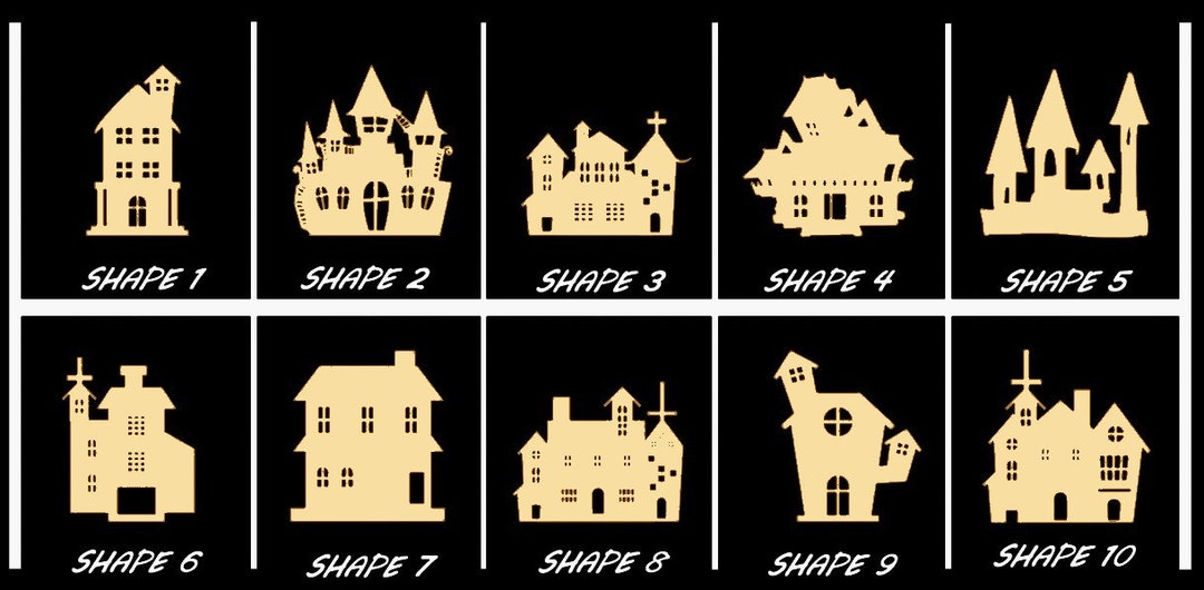 Smooth Laser Cut Haunted House Shape Set 7 - Unfinished Cutout - Many ...