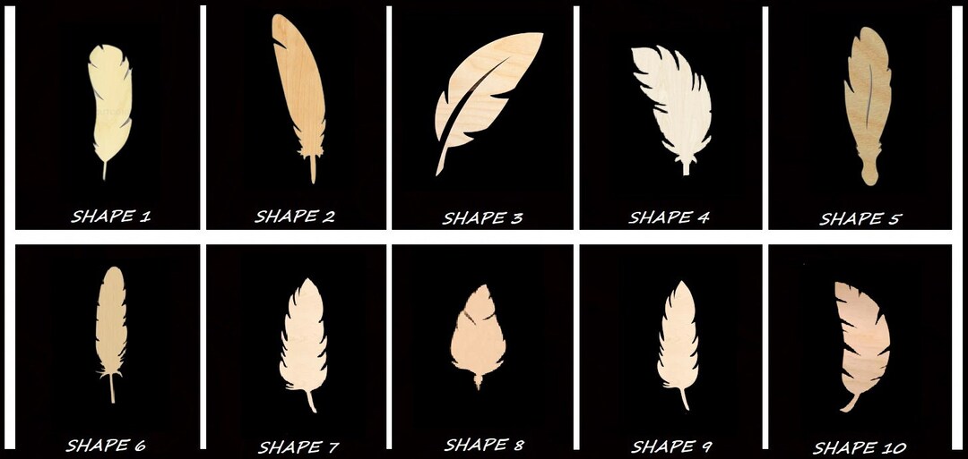 Smooth Laser Cut Feather Shape Set 1 - Unfinished Cutout - Many Sizes ...