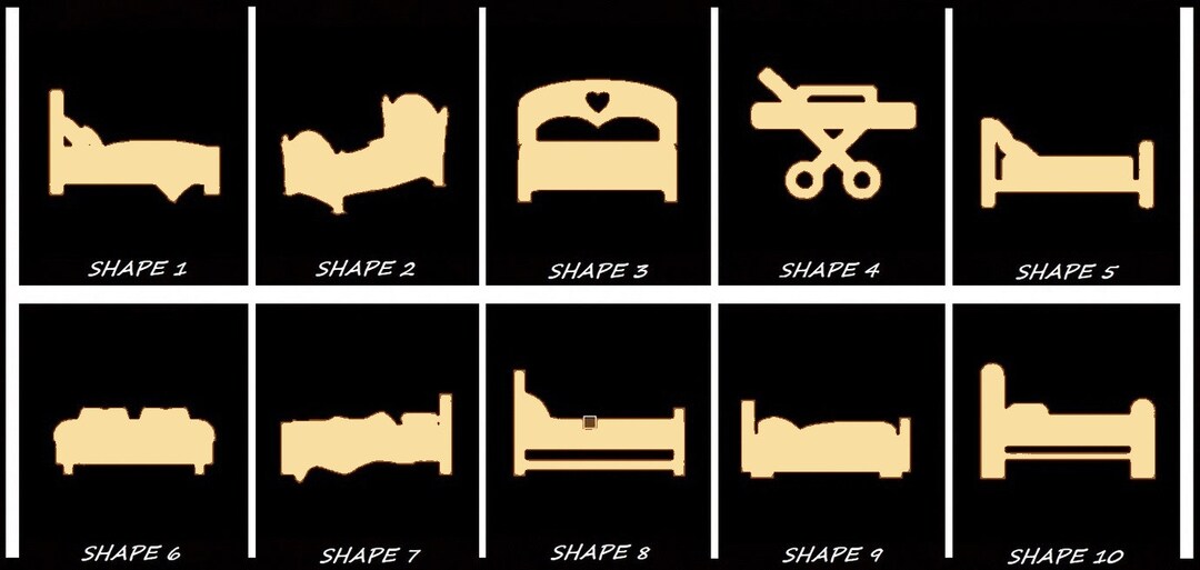 Smooth Laser Cut Bed Shape Unfinished Cutout Multiple Sizes, Styles ...