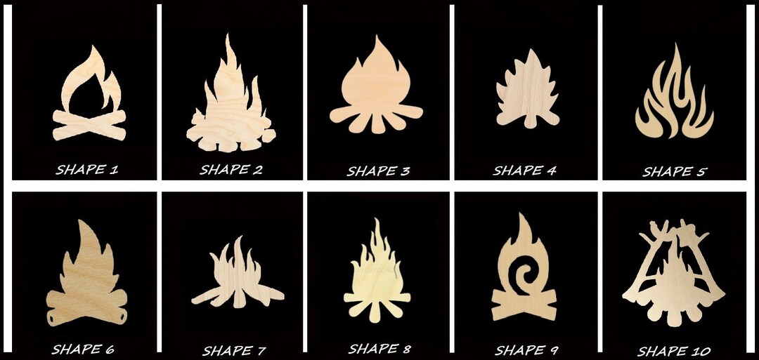 Smooth Laser Cut Campfire Shape Set 1 - Unfinished Cutout - Many Sizes ...