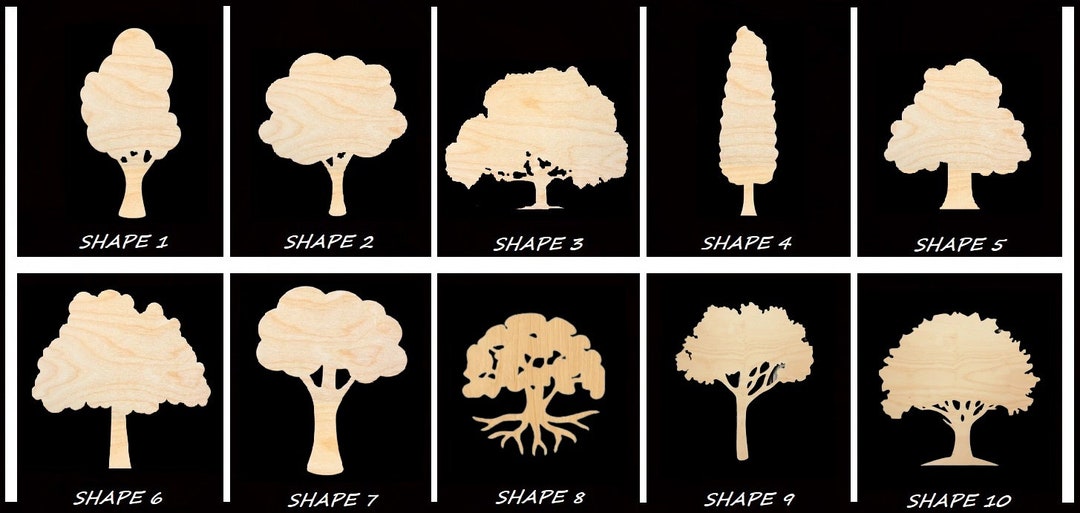 Smooth Laser Cut Tree Shape Unfinished Cutout Multiple Sizes, Styles ...