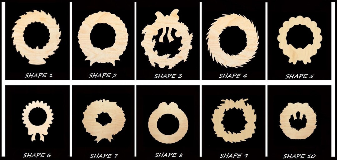Smooth Laser Cut Christmas Wreath Shape Set 1 - Unfinished Cutout ...