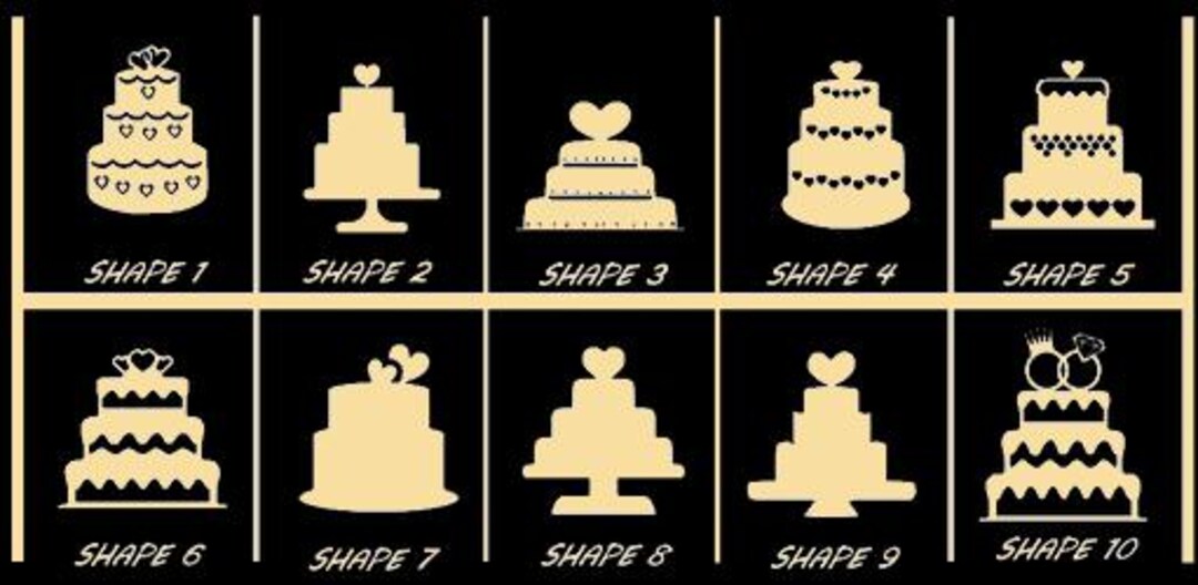 Smooth Laser Cut Wedding Cake Shape Set 1 - Unfinished Cutout - Many ...