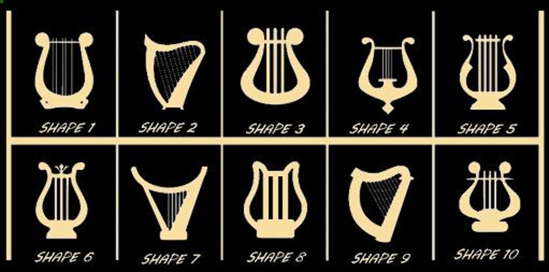 Smooth Laser Cut Harp Shape Set 1 - Unfinished Cutout - Many Sizes and ...