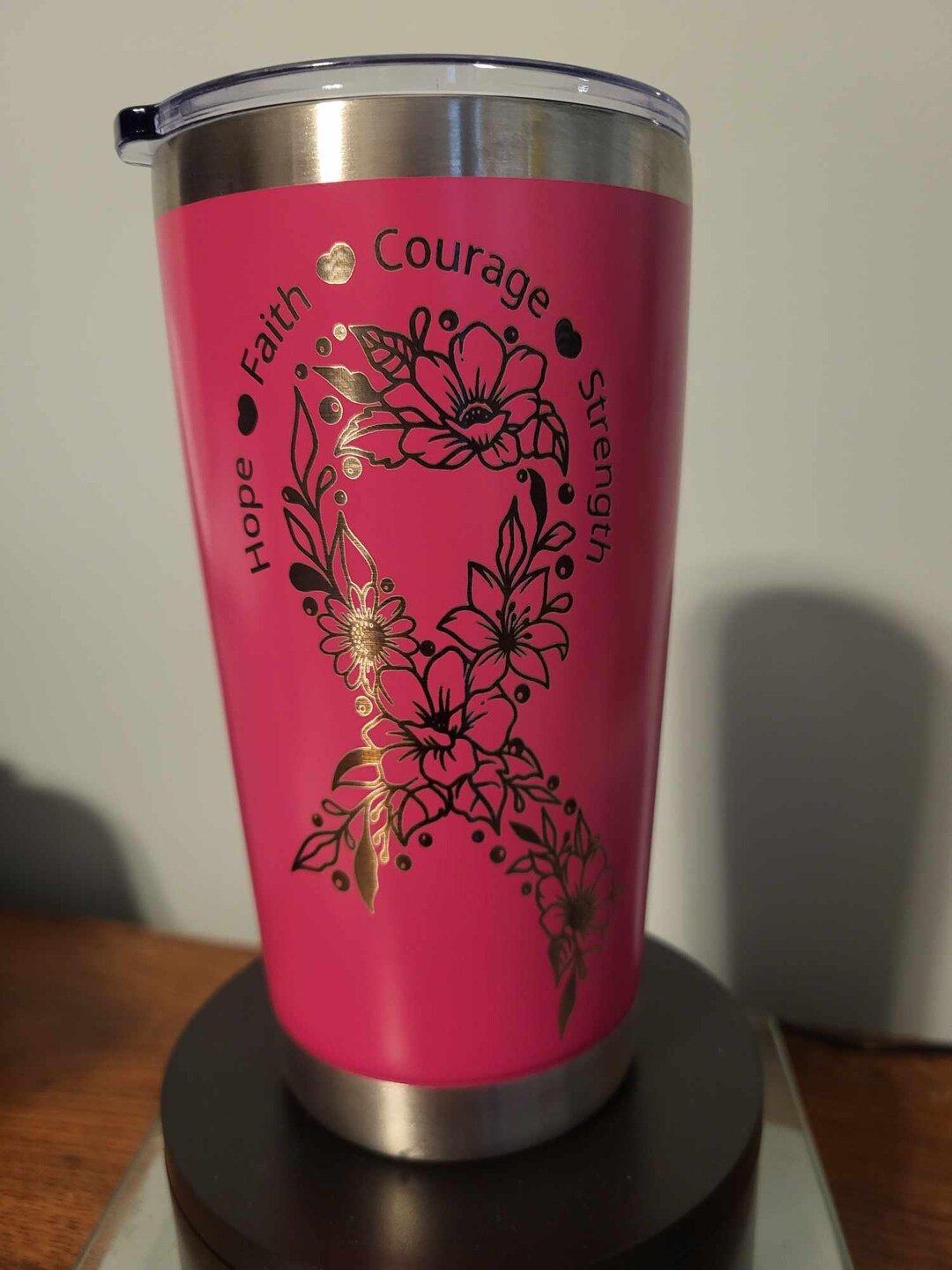 20oz Laser Engraved Breast Cancer Awareness Tumbler / Breast Cancer ...
