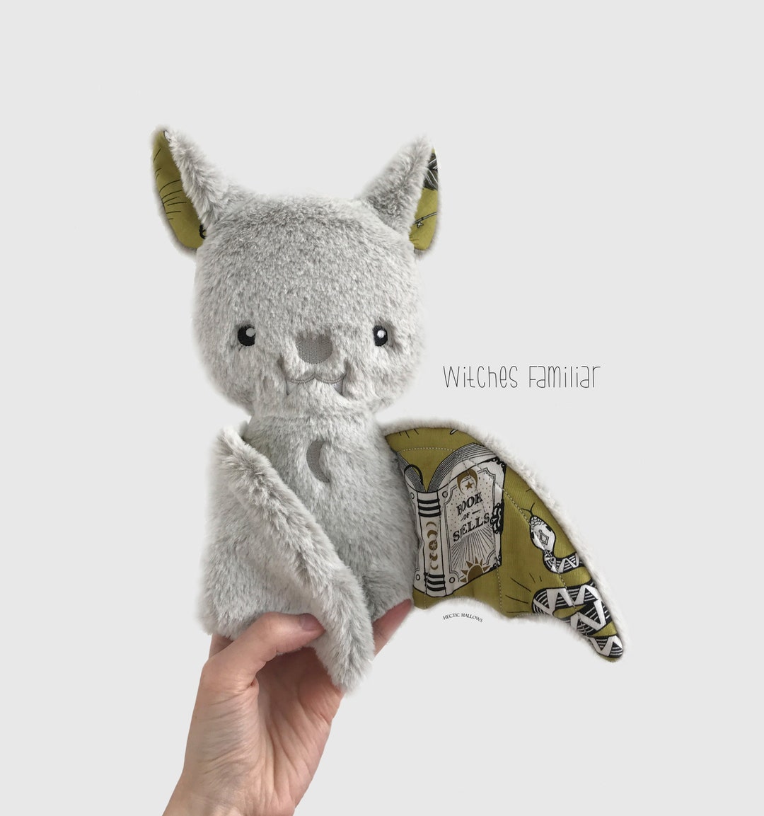 Super Fluffy Light Grey Bat Plush, Witch Wicca Themed Bat, Bat Plushie ...