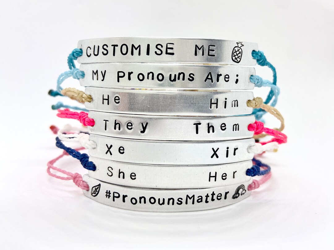 Pronoun Bracelet Custom Pronouns, They Them She Her He Him Xe Xir ...