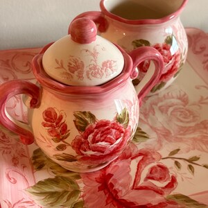 Victorian Toile Rose Sugar and Creamer Set – Cottagecore Tea Serving ...