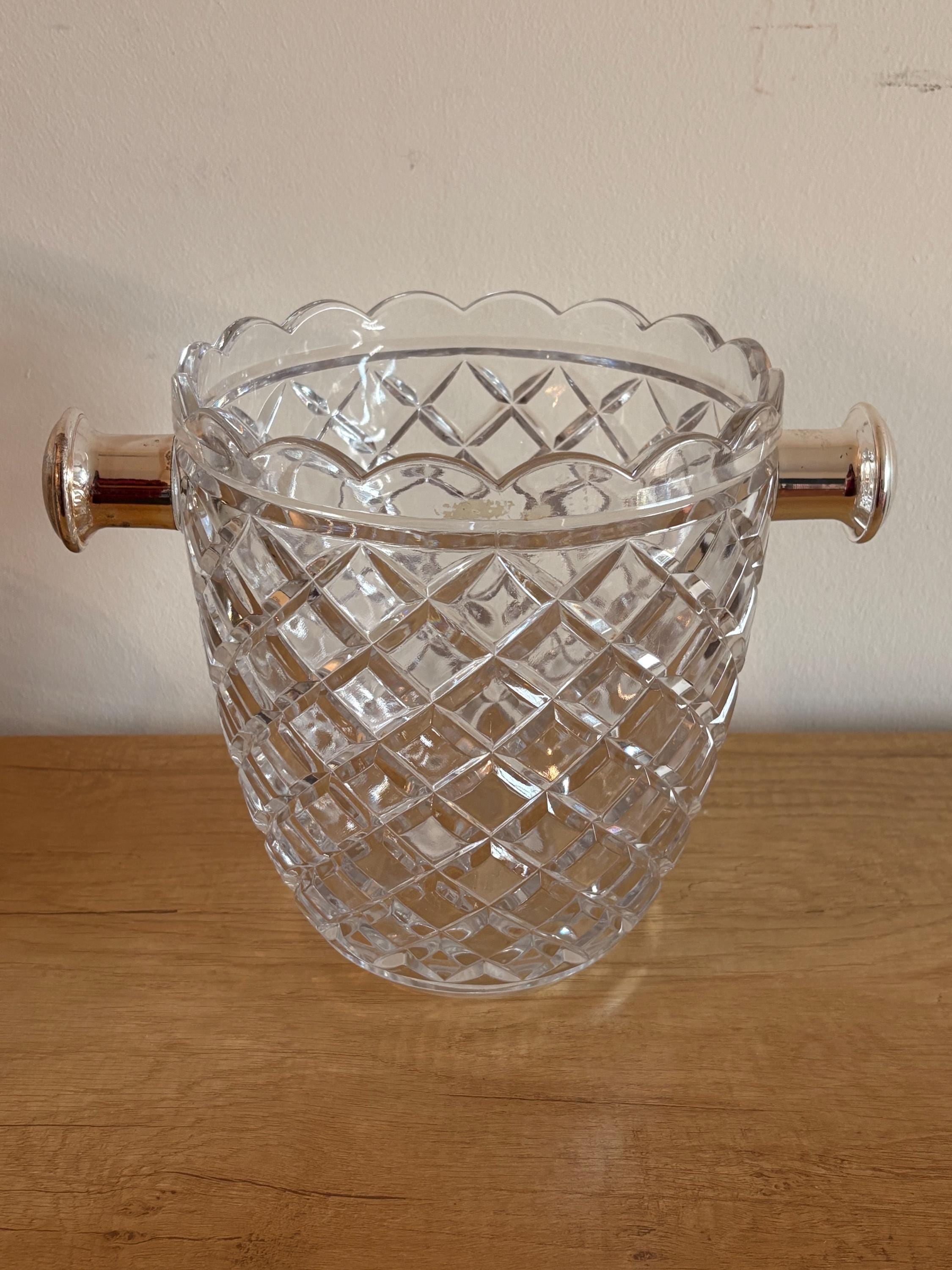Vintage Diamond-cut Ice Bucket – Bar Cart Decor With Chrome Handles - Etsy