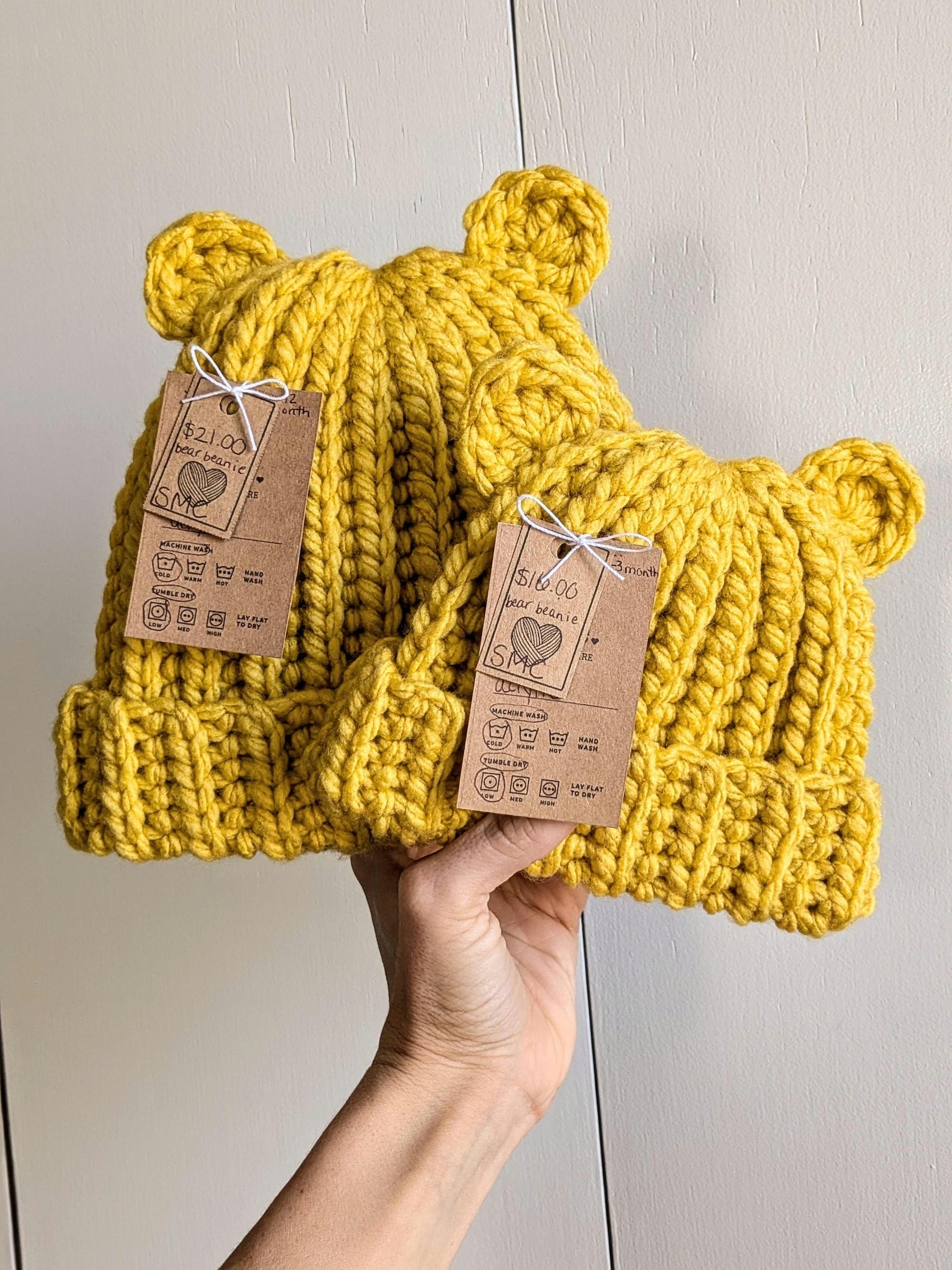 Crochet Bear Hat |yellow Bear Hat|crochet Baby Beanie|newborn Photo ...