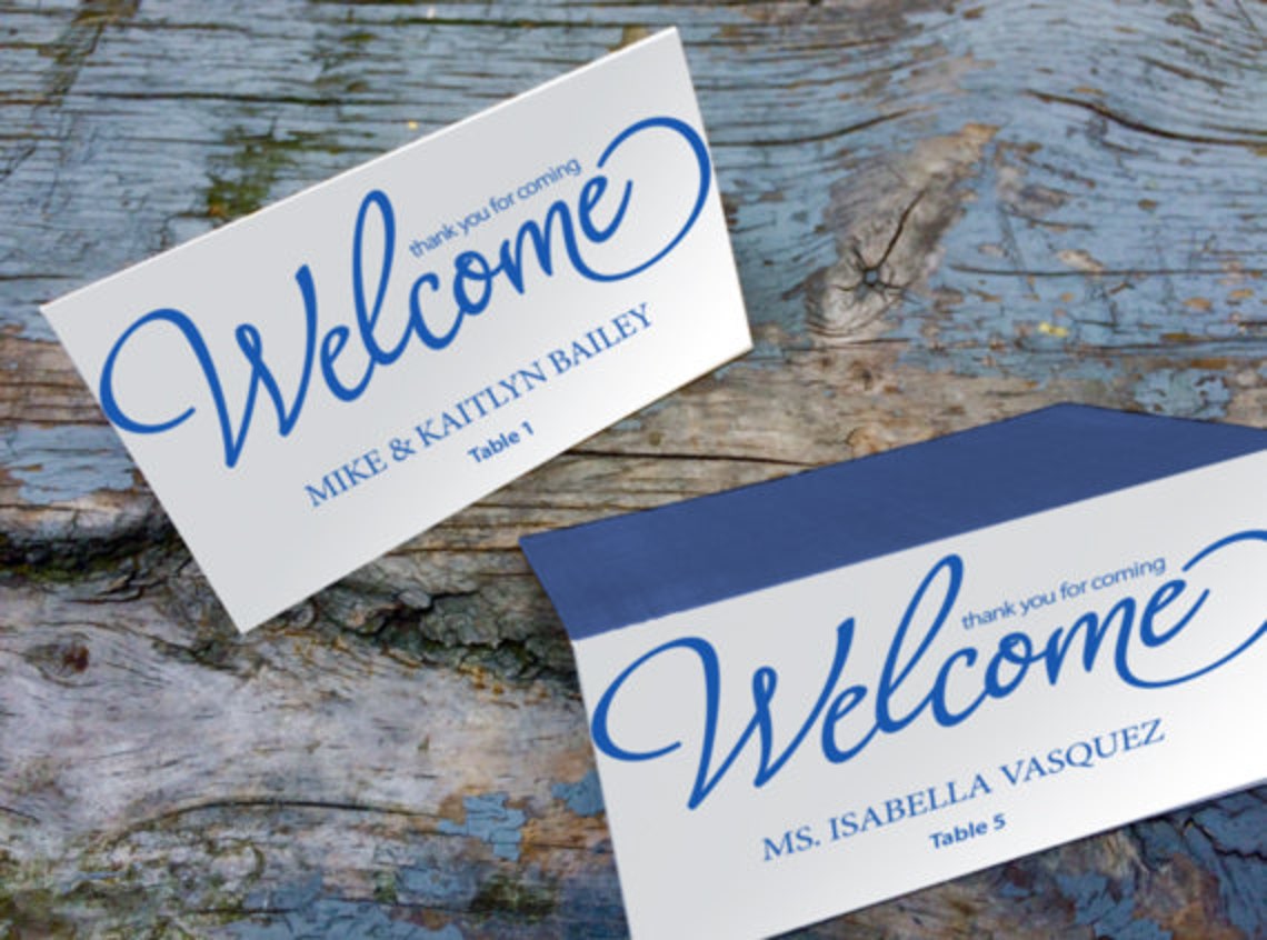Blue Welcome Place Cards | Editable Printable (digital Download) - Etsy
