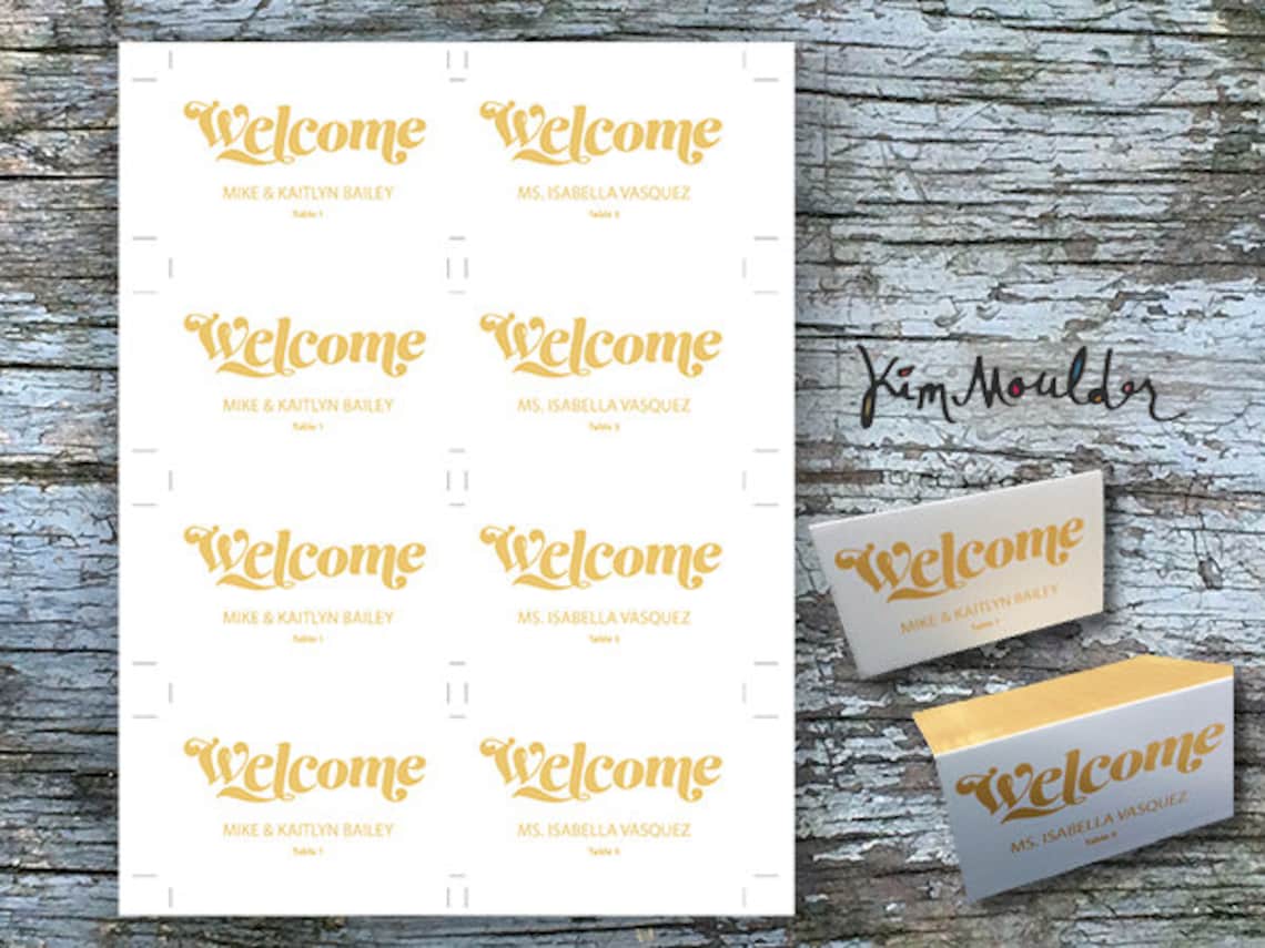 Gold Wedding Place Cards | Editable Welcome Printable (digital Download ...