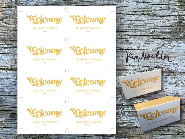 Gold Wedding Place Cards | Editable Welcome Printable (digital Download ...