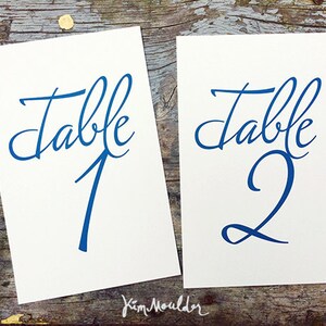 Blue Script Table Numbers 1-20 | Printable Wedding Decor (digital ...