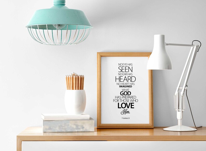 Bible Verse Wall Art No Eye Has Seen, No Ear Has Heard, No Heart Has ...