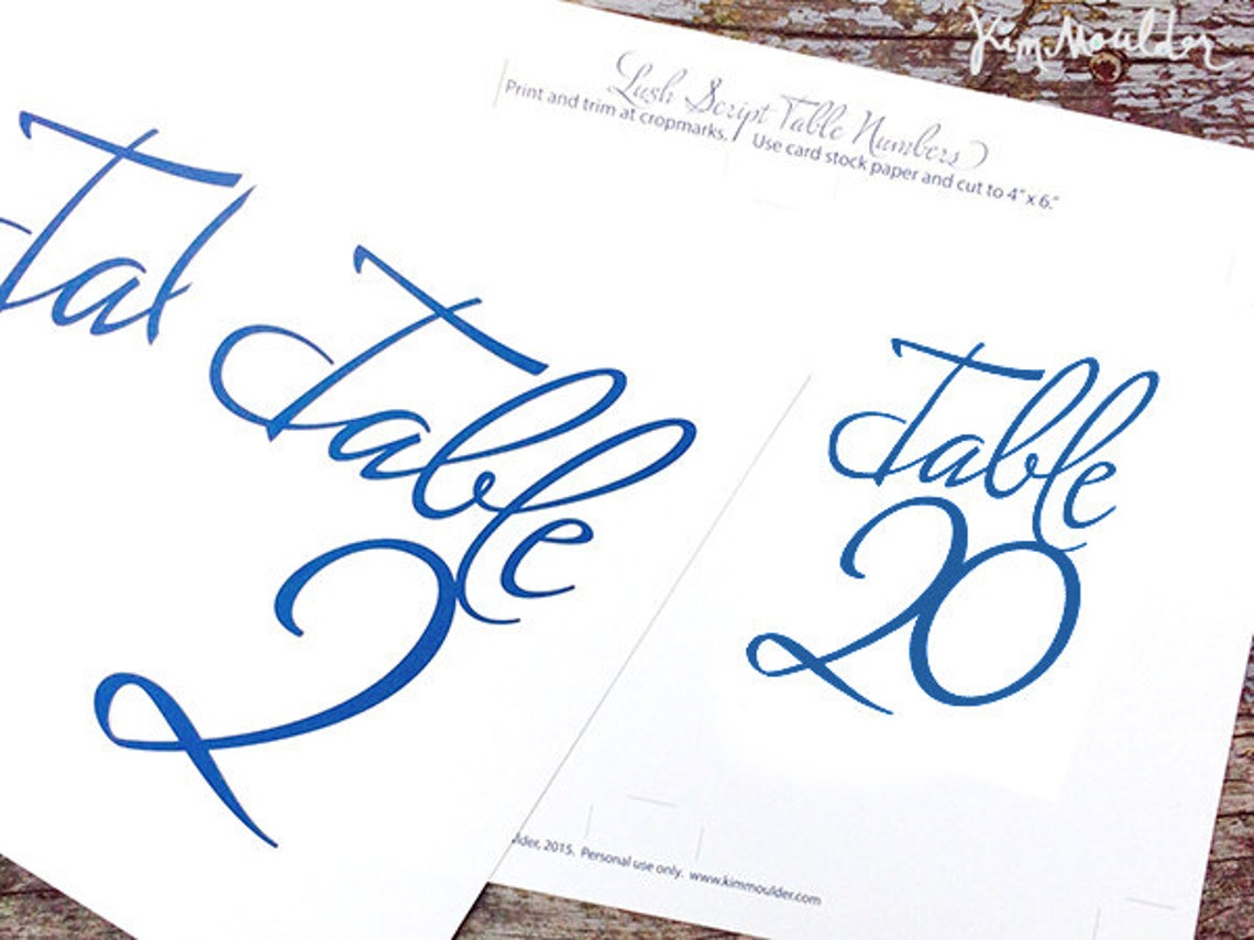 1 to 20 Blue TABLE NUMBERS | Instant Digital Download Wedding ...