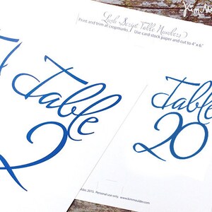 1 to 20 Blue TABLE NUMBERS | Instant Digital Download Wedding ...