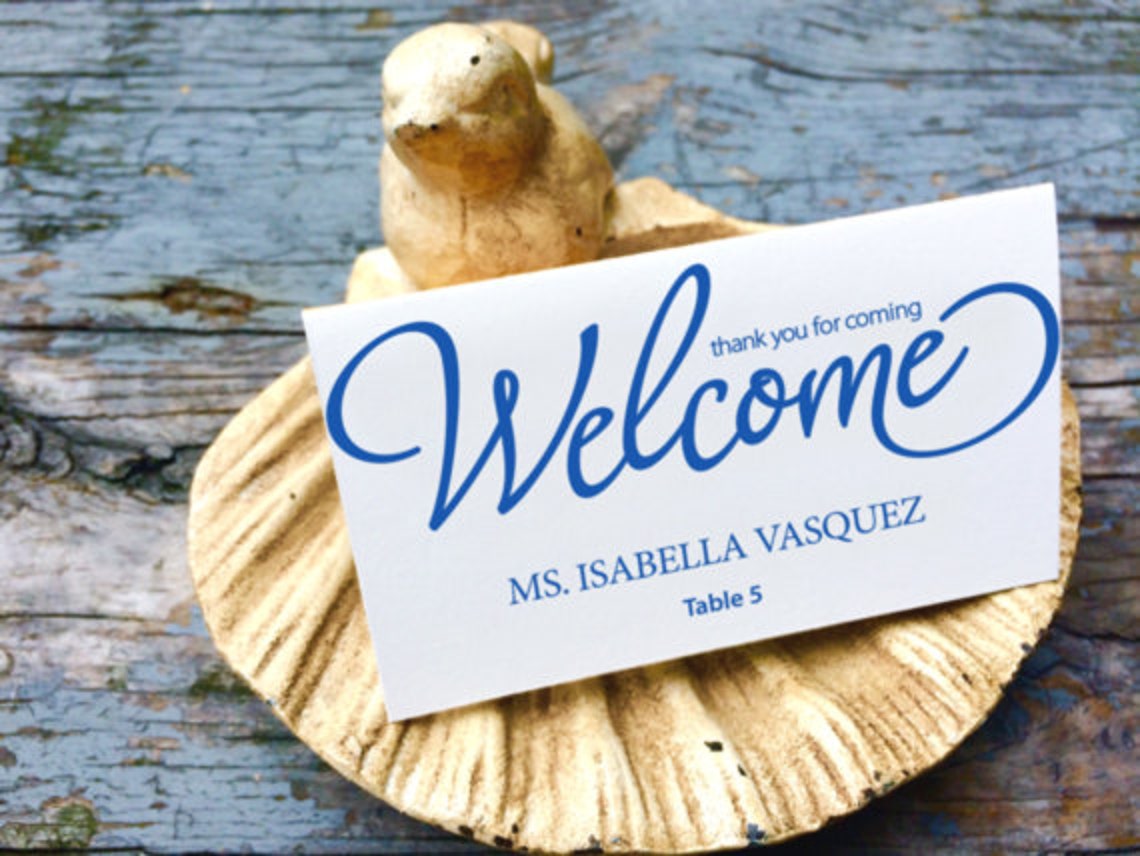 Welcome Placecards in Blue | Instant Digital Download Editable Wedding ...