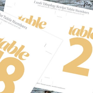 21 - 40 TABLE NUMBER Cards | Lush Display Script, Wedding Digital ...
