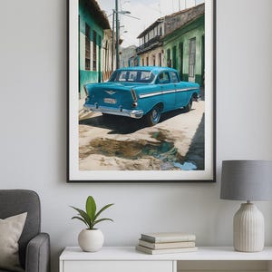 Vintage Havana Car Watercolor Print: Retro Cuban Street Scene (digital ...