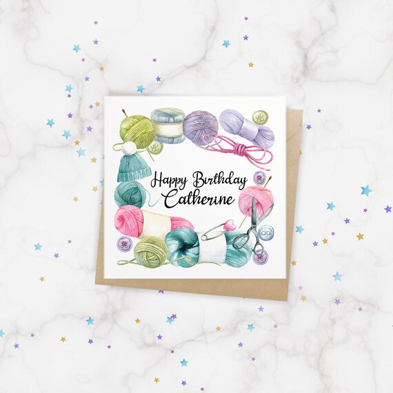 Knitting Birthday Card Crochet Card - Etsy