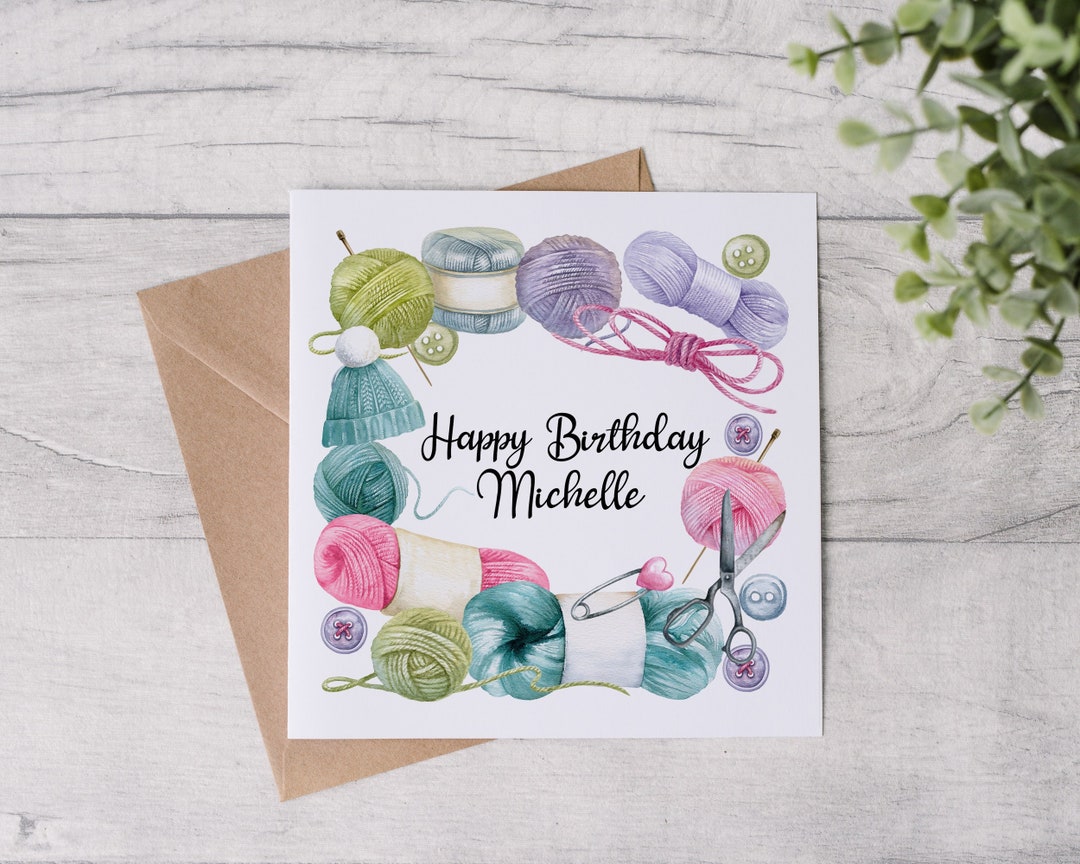 Knitting Birthday Card, Crochet Card - Etsy