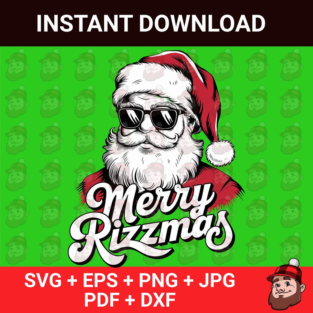 Funny Merry Rizzmas Santa Claus Digital Print, Cool Christmas Decor ...