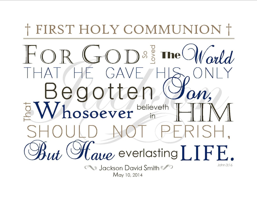 First Communion Gift - Personalized Christian Art - Customized for Boy ...