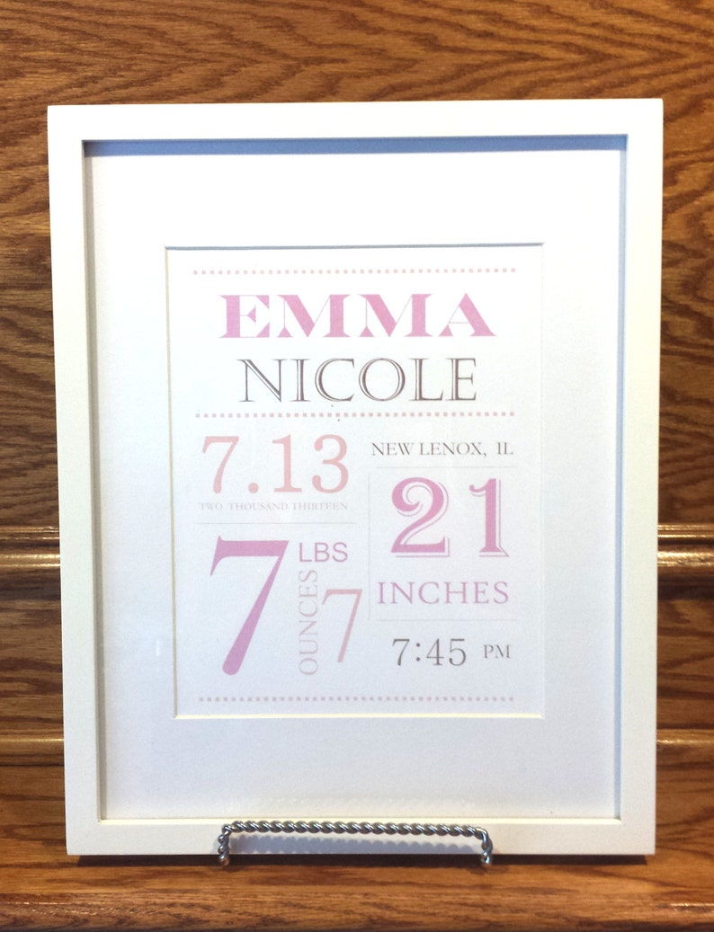 Personalized Birth Announcement Custom Baby Name Art Nursery - Etsy