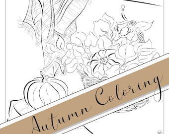 Fall Coloring Page for Kids and Adults Printable Coloring - Etsy