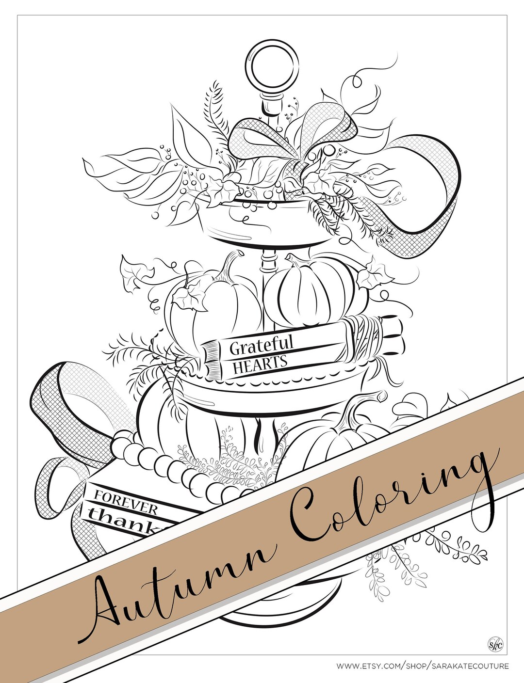 AUTUMN COLORING PAGE for Adults Instant Download Printable - Etsy
