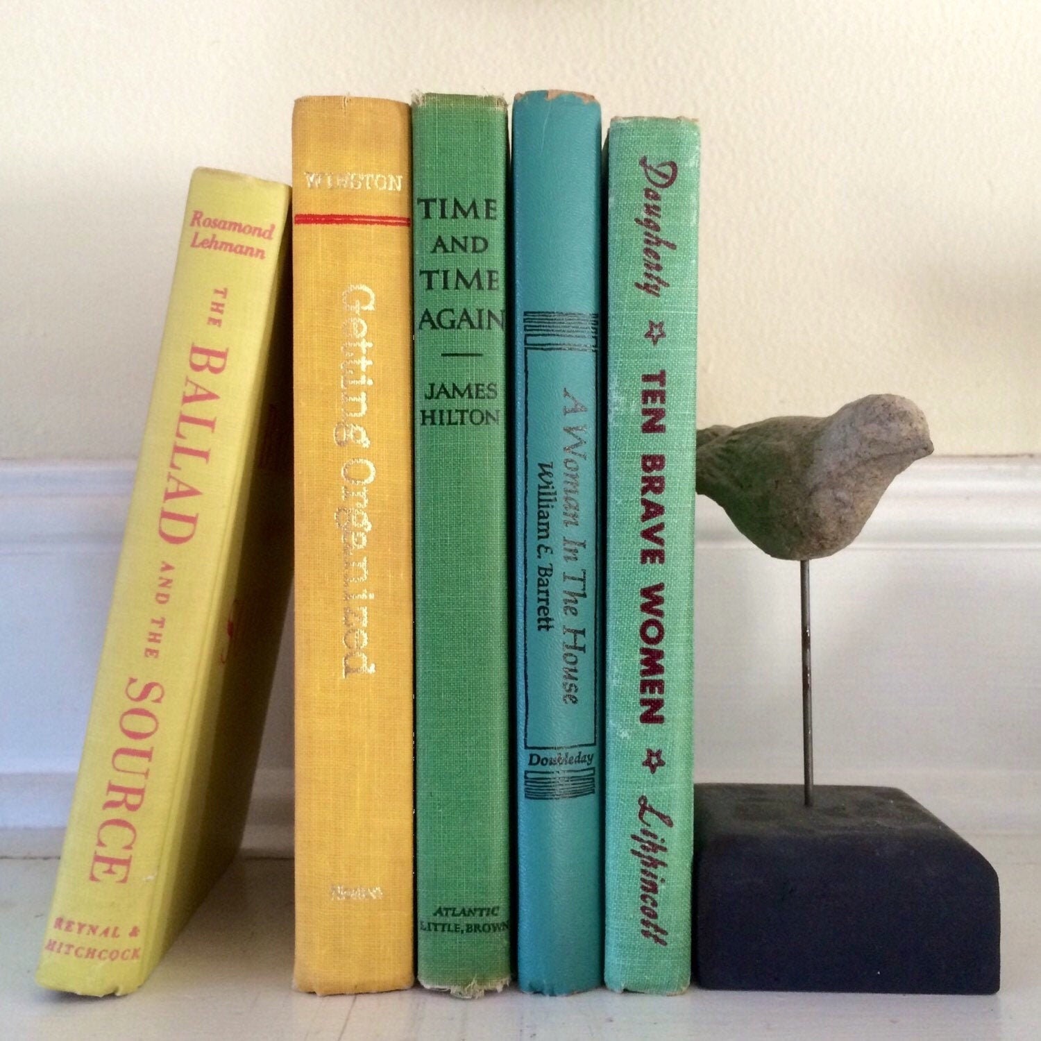 Decorative Vintage Book Set of Five || Shabby Book Stack in Shades of ...