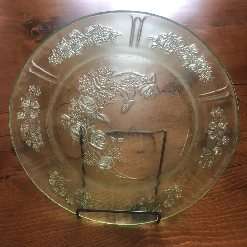 Uranium Glass Plate | Vintage Depression Green Glass | Sharon Cabbage ...