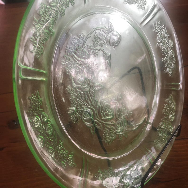 Uranium Glass Plate | Vintage Depression Green Glass | Sharon Cabbage ...