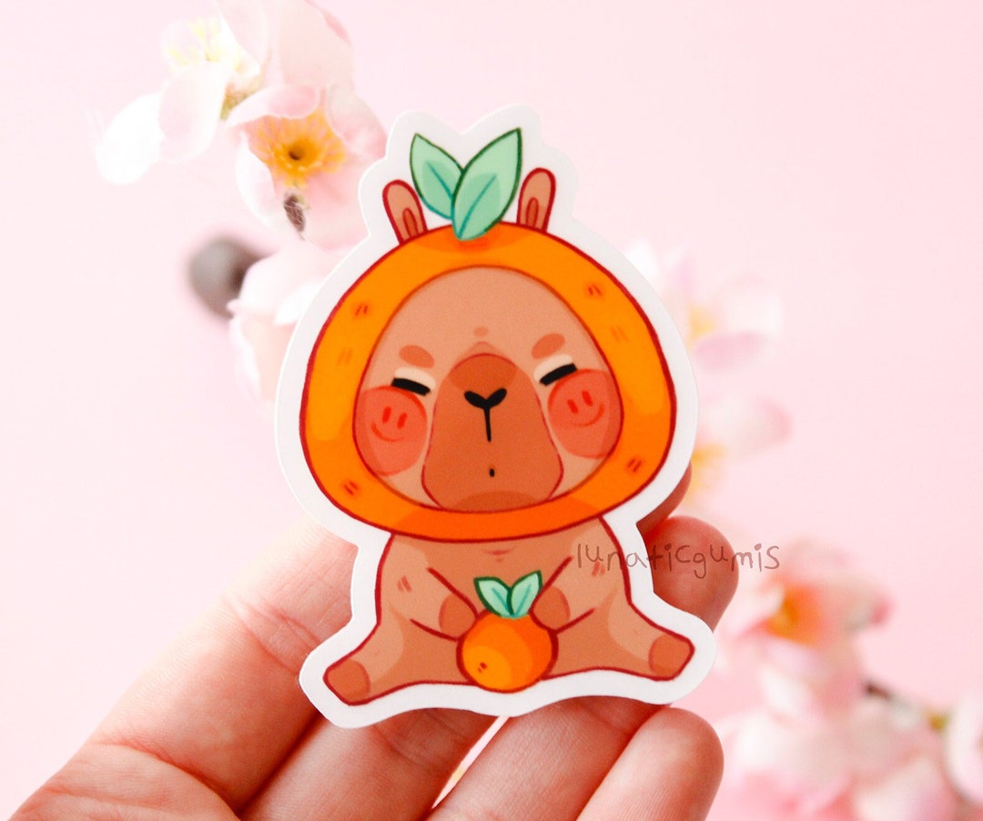 Cute Capybara With a Orange Hat Sticker Matte Vinyl and - Etsy Canada