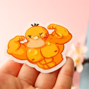Cute Gym Bro Psyduck - Vinyl Transparent Sticker - Very Durable - Etsy