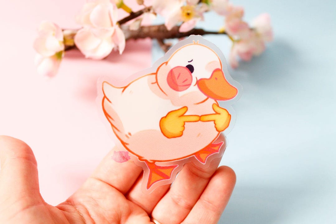 Cute Shy Uwu Duck Vinyl Sticker - Waterproof and Very Durable - Etsy