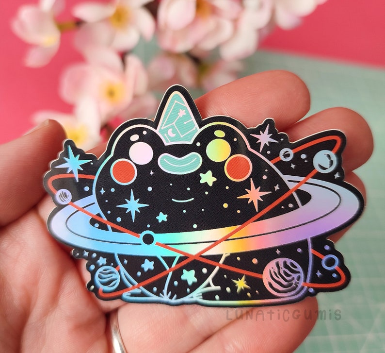 Cosmic Frog Holographic Effect Vinyl Sticker Waterproof - Etsy