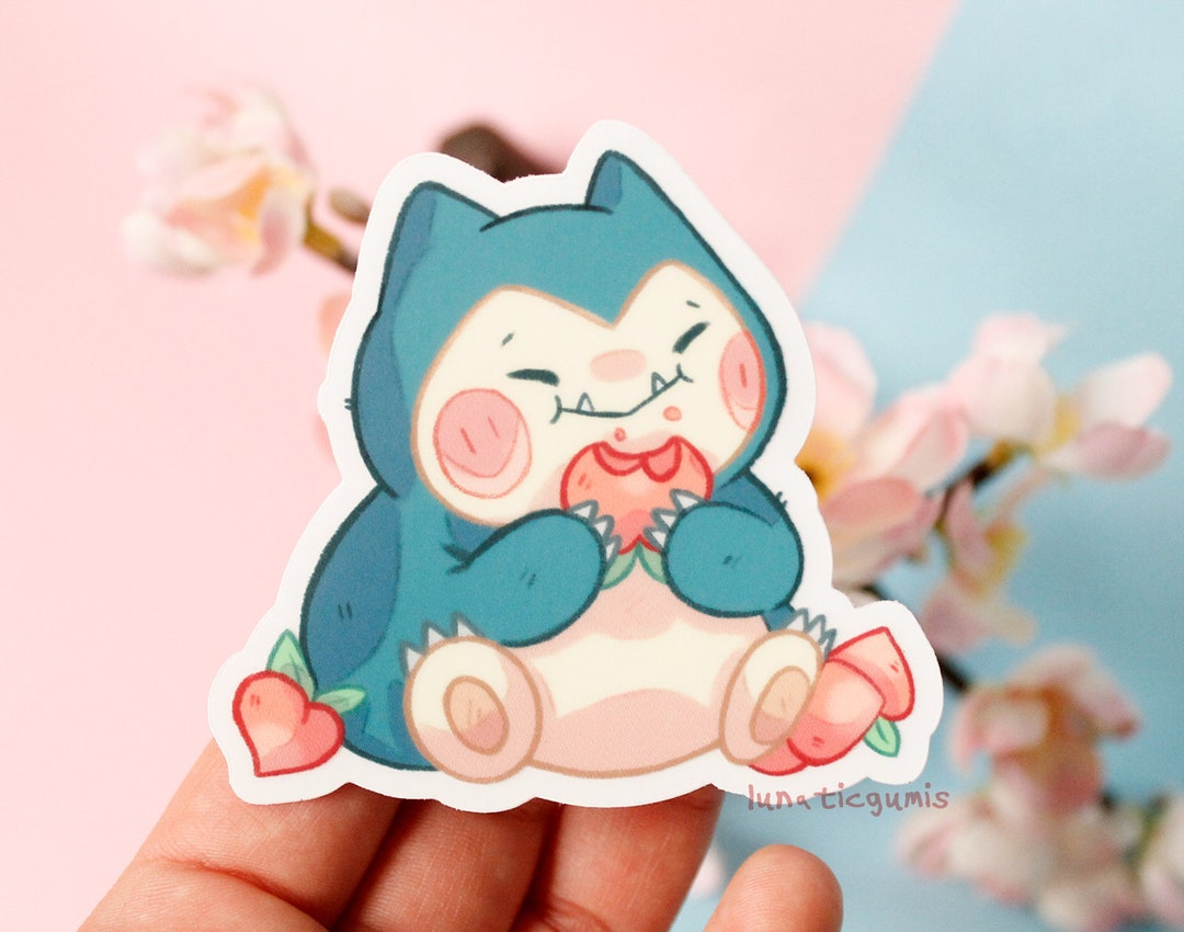 Snorlax Eating Berries Cute Vinyl Sticker Inspired in the Sleeping ...