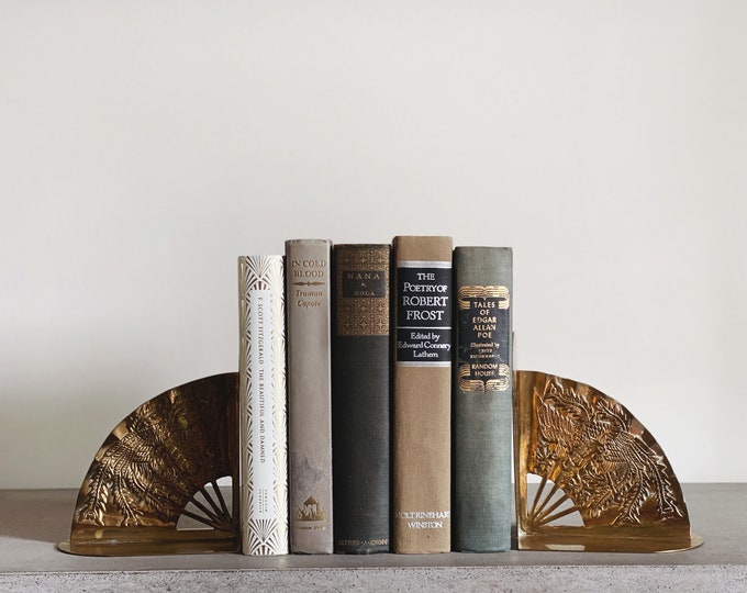 VINTAGE Stunning Pair of Brass Bookends Modern Boho Decor Antique ...