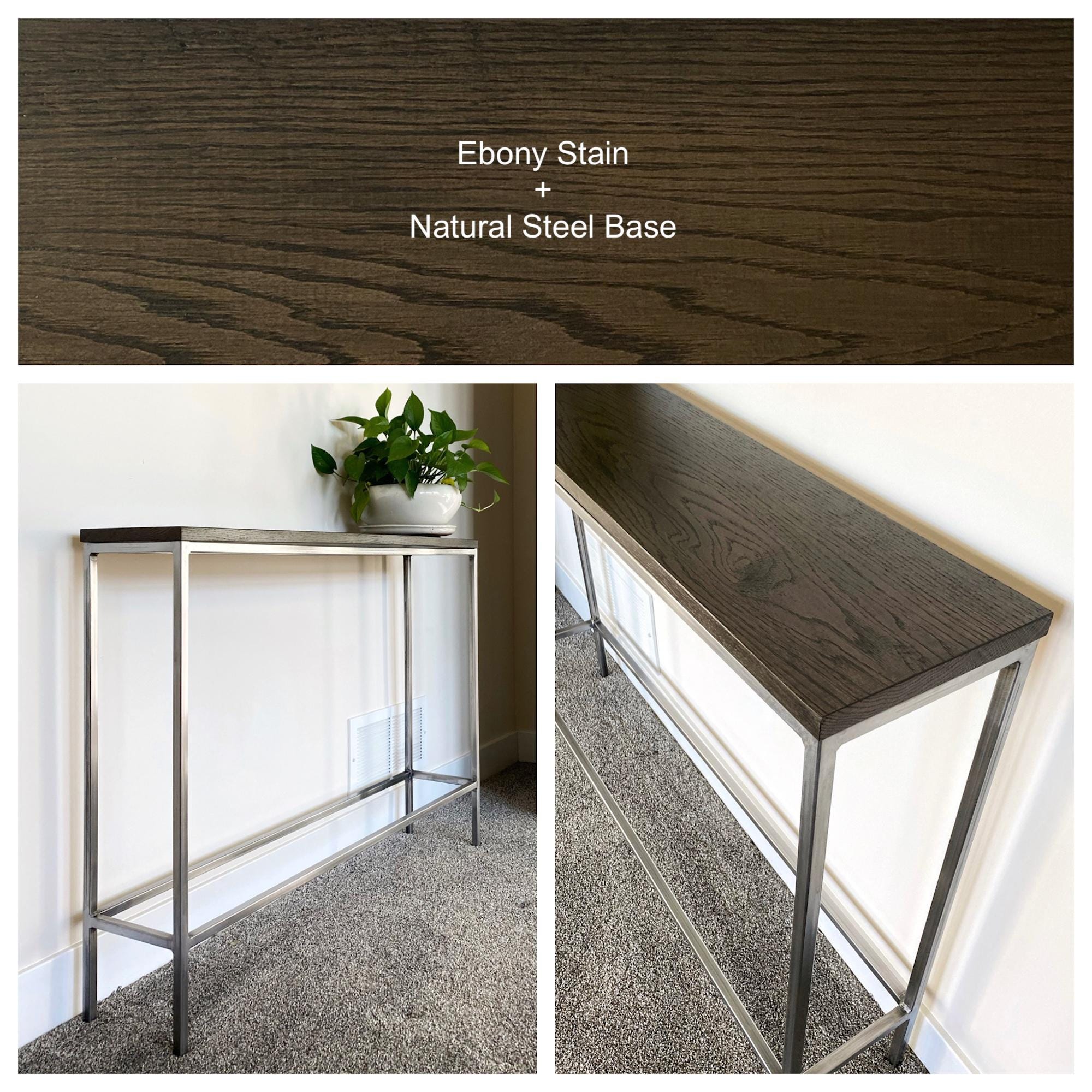 HANDMADE | Slender Console Table | Steel + Wood Entryway Table (40x8x29 ...