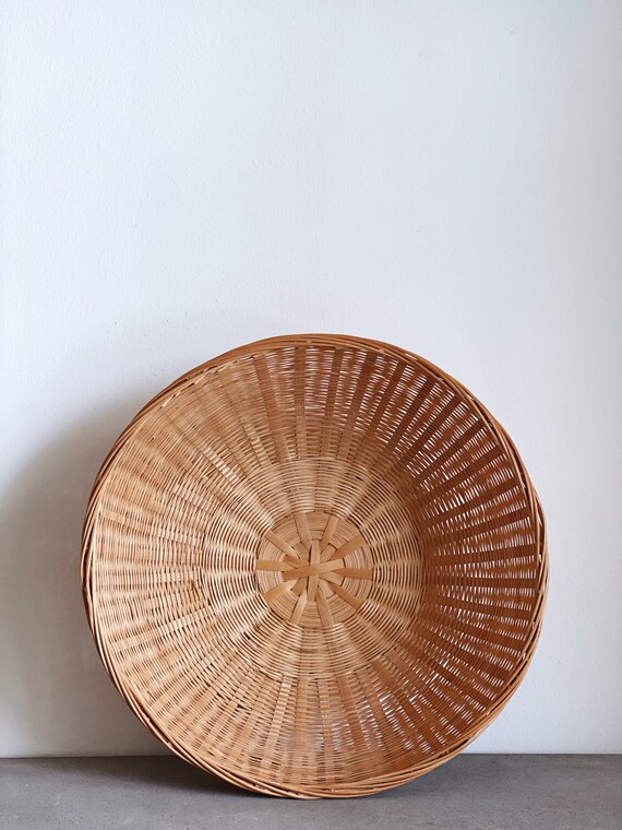 VINTAGE Round Basket Modern Boho Vintage Woven Bowl - Etsy