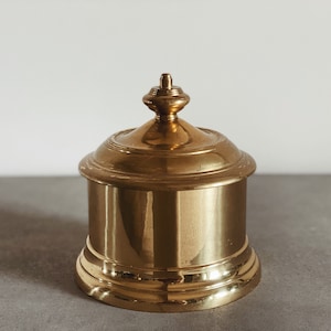 VINTAGE Heavy Aged Brass Container With Lid Decorative Crafts Inc Brass ...